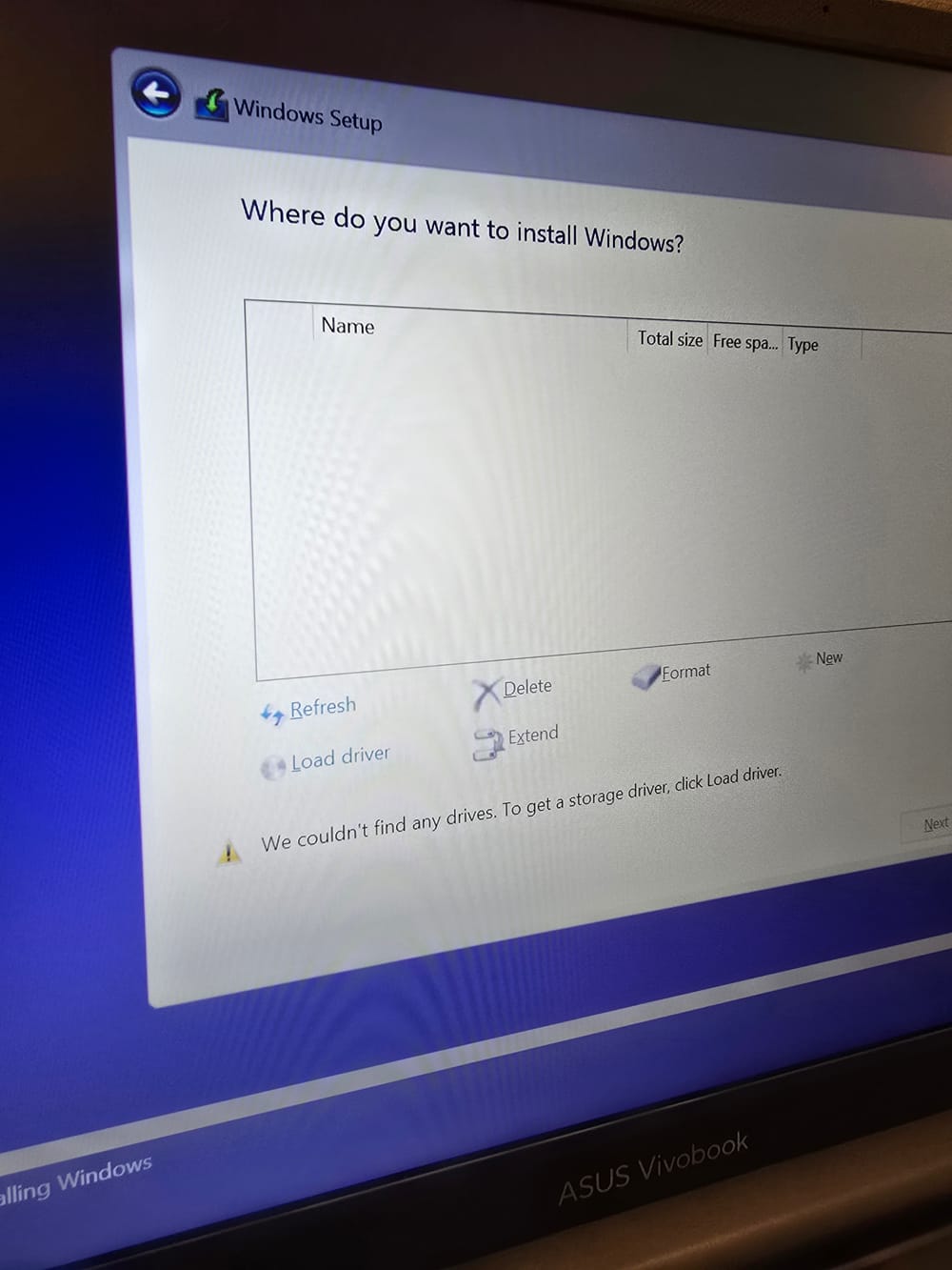 Asus Vivobook 💻 — No storage driver found? Please Help!